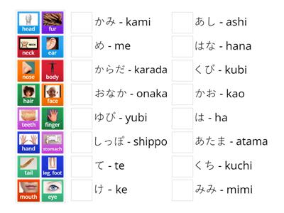 Japanese Body parts adjectives in - Teaching resources