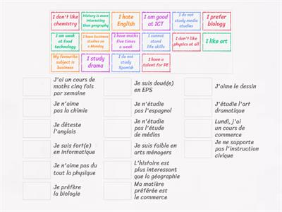 French Les matieres scolaires - Teaching resources