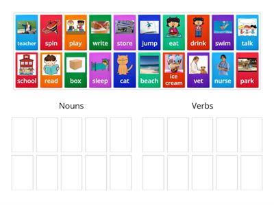 Nouns and verbs sort - Teaching resources