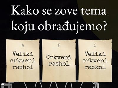 Crkveni sabor i crkveni raskol - Nastavne aktivnosti