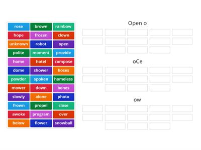 spelling Long vowel o patterns - Teaching resources