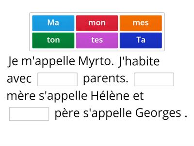 Les adjectifs possessifs - Ressources pédagogiques