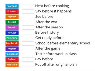 Prefixes pre post - Teaching resources