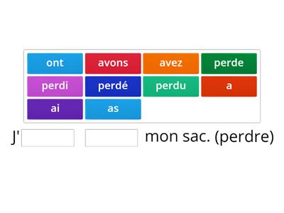 French Perfect tense with avoir regular - Teaching resources
