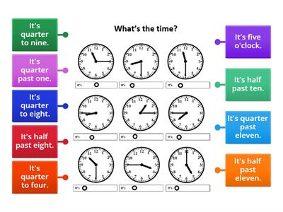 Telling time half past quarter to - Výukové zdroje