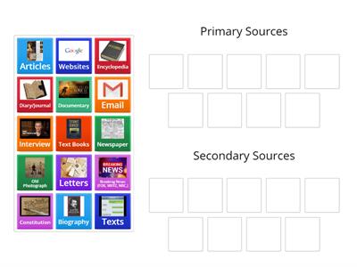 Primary and secondary sources - Teaching resources