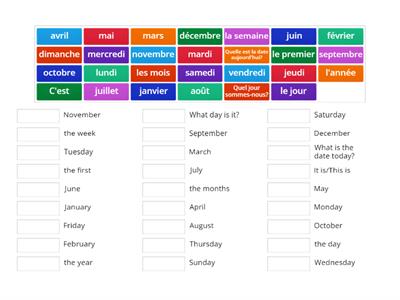 French Months days - Teaching resources