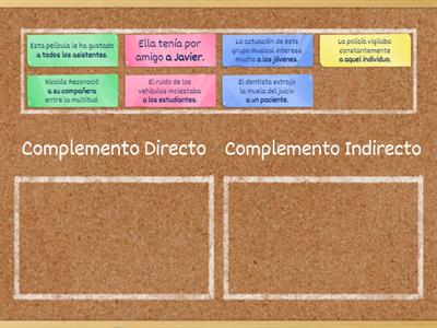 Complemento directo y complemento indirecto - Recursos didácticos