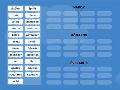 3 osztály naptár hónapok hetek napok - Tananyagok