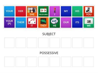 Subject pronouns x possessive pronouns - Recursos de ensino