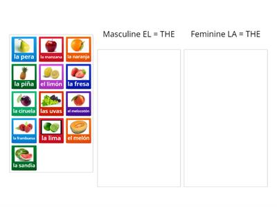 Masculine feminine fruit - Teaching resources