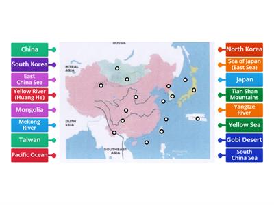 East and southeast asia physical map - Teaching resources