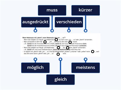 Damit um zu - Unterrichtsmaterialien