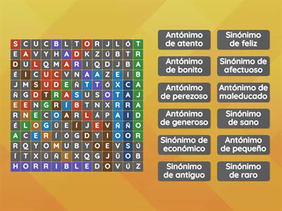 Juego de sinónimos y antónimos - Recursos didácticos