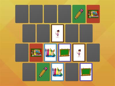 Memorama de objetos de la escuela - Recursos didácticos