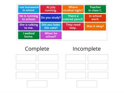 Complete and incomplete - Teaching resources