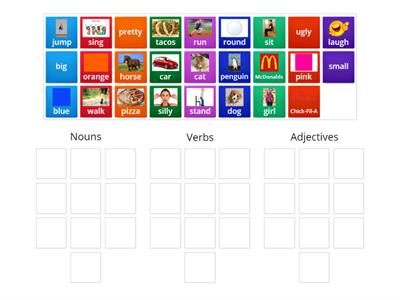 Adjective noun verb sort - Teaching resources