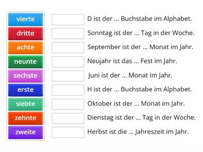 Deutsch Die ordinalzahlen - Unterrichtsmaterialien
