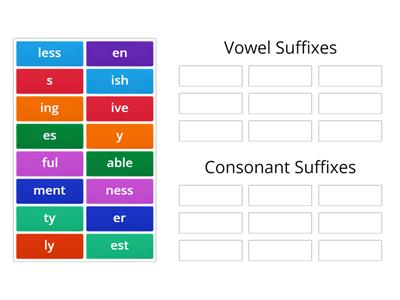 Suffixes vowel and consonant - Teaching resources