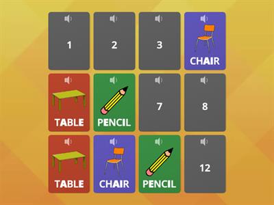 School objects memory game - Recursos didácticos