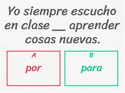 Preposiciones por y para - Teaching resources