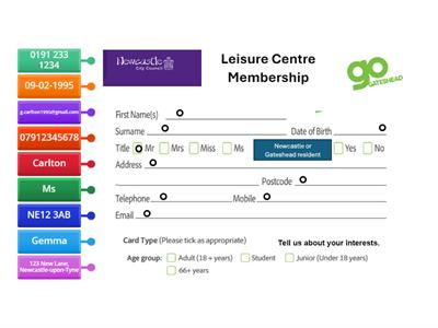 Form filling - Teaching resources