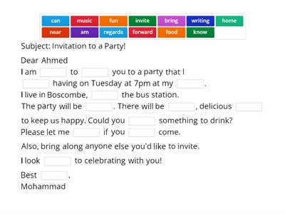 ESOL Invitation to a birthday party - Teaching resources