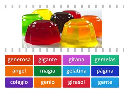 Ordenar palabras con ge y gi - Recursos didácticos