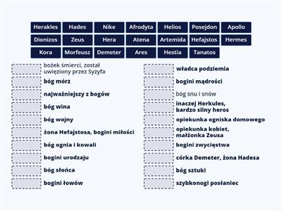 Greccy bogowie i ich atrybuty - Materiały dydaktyczne