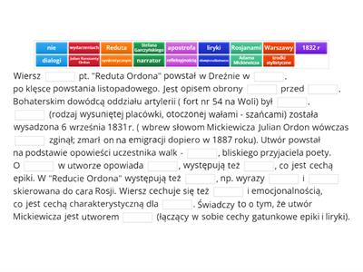 Reduta ordona plan wydarzeń - Materiały dydaktyczne