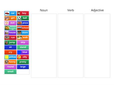 Noun verb adjective game - Teaching resources
