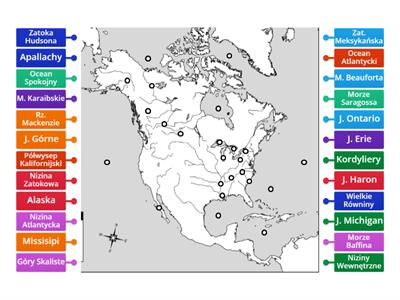 Ameryka polnocna mapa fizyczna - Materiały dydaktyczne