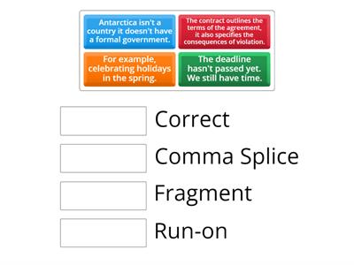 Comma splice run on fragment - Teaching resources