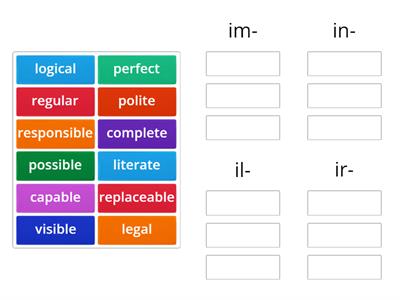 In un im non prefixes - Teaching resources