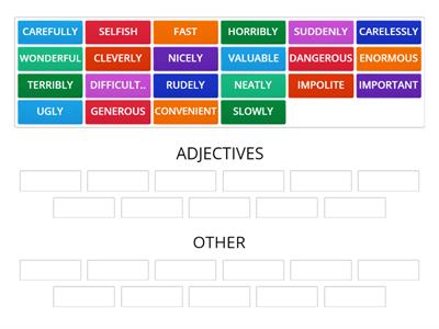 Verbs Adjectives Sort the nouns - Teaching resources
