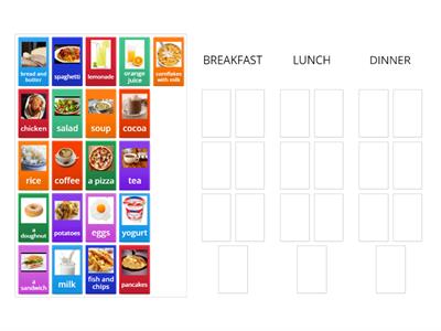 Breakfast lunch dinner - Учебные ресурсы