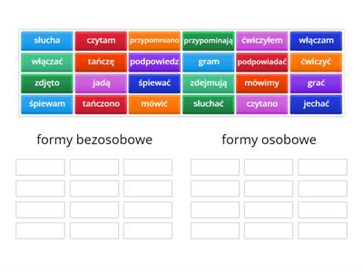 Bezokolicznik i formy osobowe - Materiały dydaktyczne