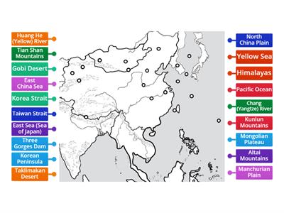 East and southeast asia physical map - Teaching resources