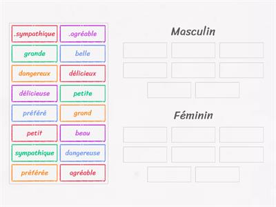 Adjectifs masculin et féminin - Ressources pédagogiques