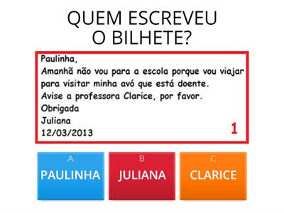 Bilhete - Recursos de ensino