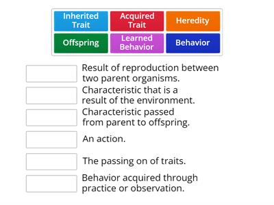 Traits and learned behaviors - Teaching resources