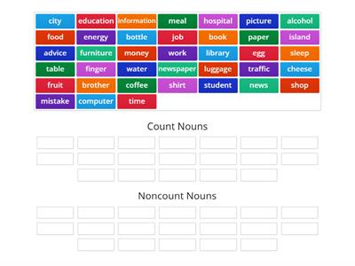 Count and noncount - Teaching resources