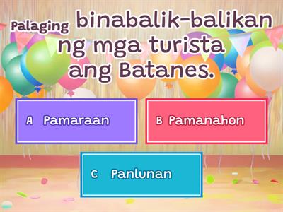 Pang abay na pamanahon pamaraan panlunan - Aktibidad sa pagtuturo
