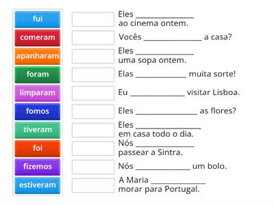 Pretérito perfeito - Recursos de ensino