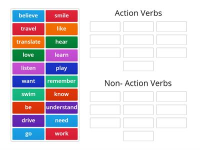 Action and non action verbs - Учебные ресурсы