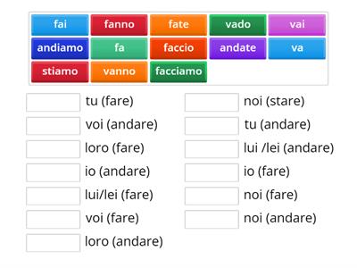 Verbi fare andare - Teaching resources