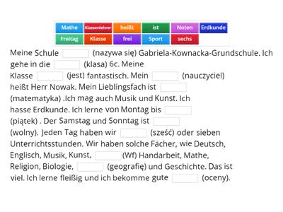 Niemiecki Kl 4 ich und meine schule - Materiały dydaktyczne