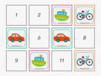 Jogo da memória meios de transporte - Recursos de ensino