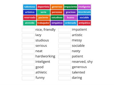 Ejercicios de los adjetivos descriptivos - Teaching resources