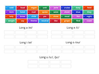 Long vowels - Undervisningsressourcer